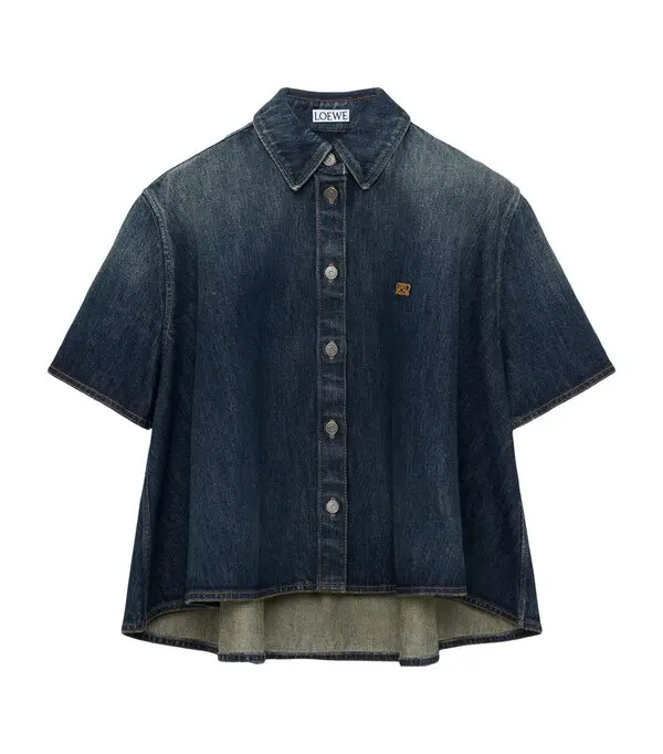 Loewe Denim Trapeze Short-sleeve Shirt - Navy