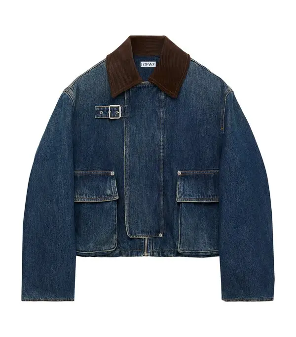 Loewe Denim-suede Cropped Parka