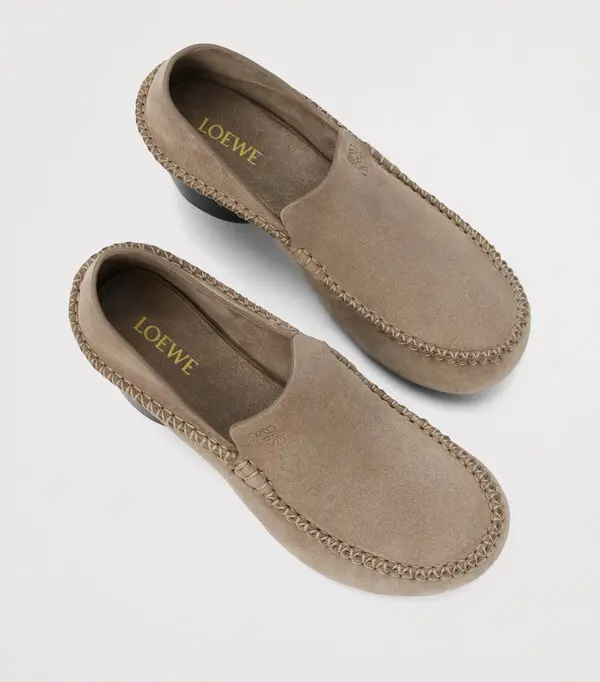 Loewe Leather Oval Heeled Loafers 45