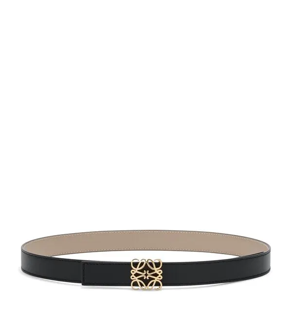 Loewe Leather Reversible Anagram Bombé Belt - Black