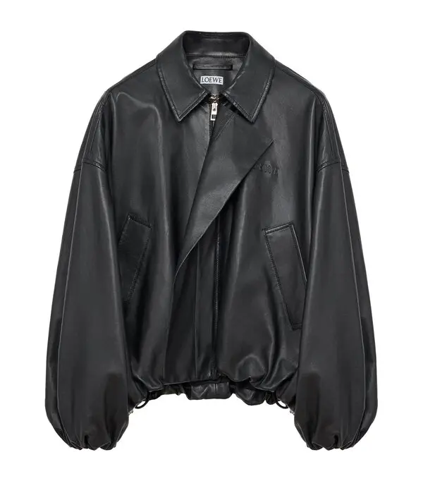 Loewe Leather Flap Bomber Jacket