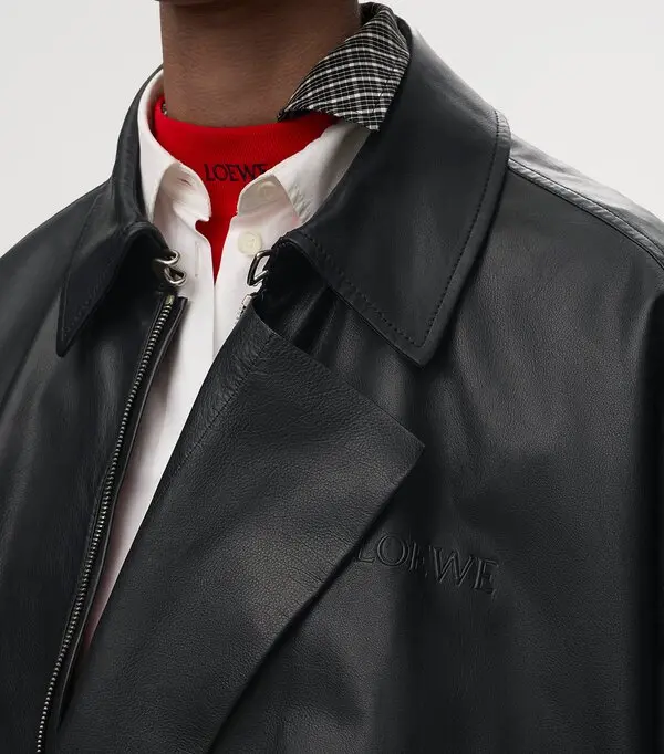 Loewe Leather Flap Bomber Jacket