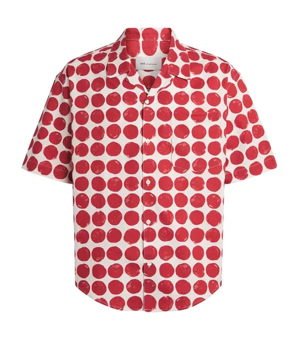 AMI Paris Polka-dot Boxy Short-sleeve Shirt - Red