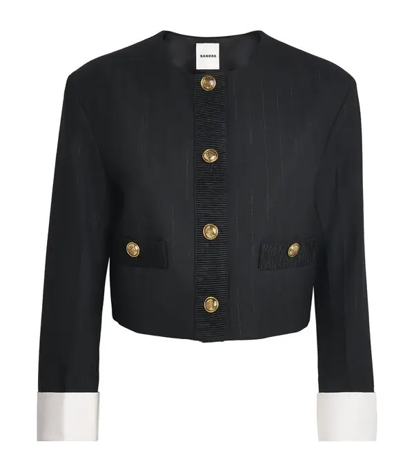 Sandro Cropped Tailored Jacket - Black