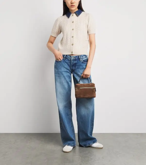 Sandro Wool-cashmere Denim-collar Cardigan