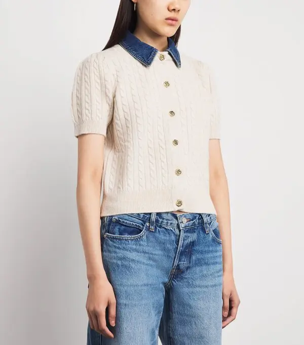 Sandro Wool-cashmere Denim-collar Cardigan