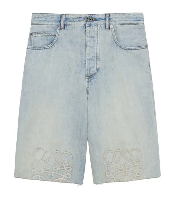 Loewe Denim Anagram Shorts - Blue