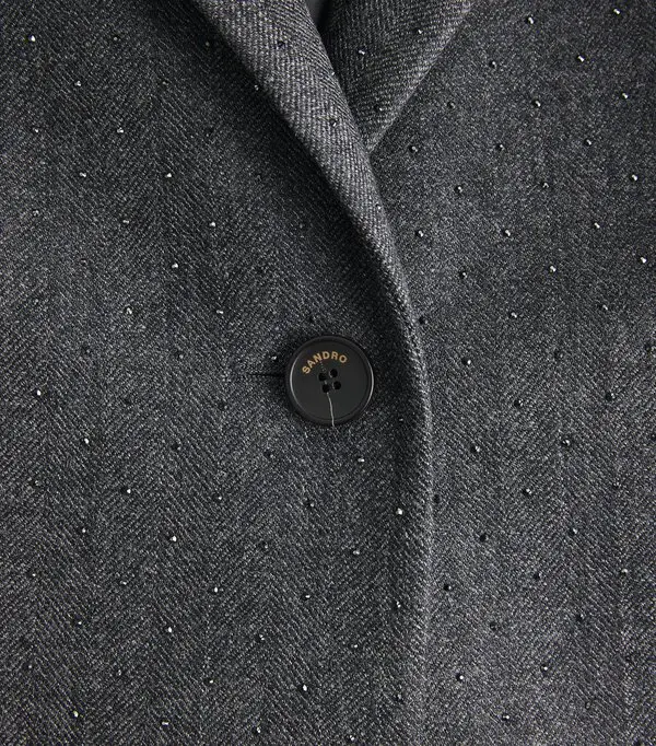 Sandro Wool Rhinestone Long Coat