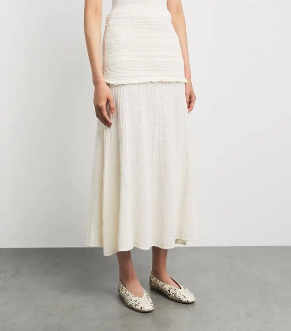 Sandro Knitted Pointelle Maxi Skirt