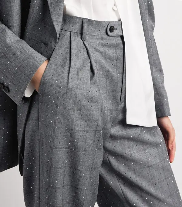 Sandro Wool Rhinestone Straight Trousers