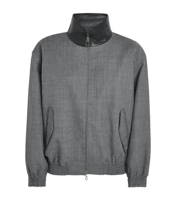 Sandro Wool Leather-trim Bomber Jacket - Black