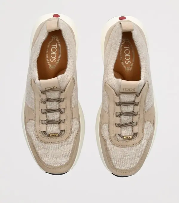 TOD'S Suede-knit Red Dot Sneakers