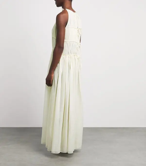 MORE NOIR Cotton-silk Ruched Morgan Midi Dress