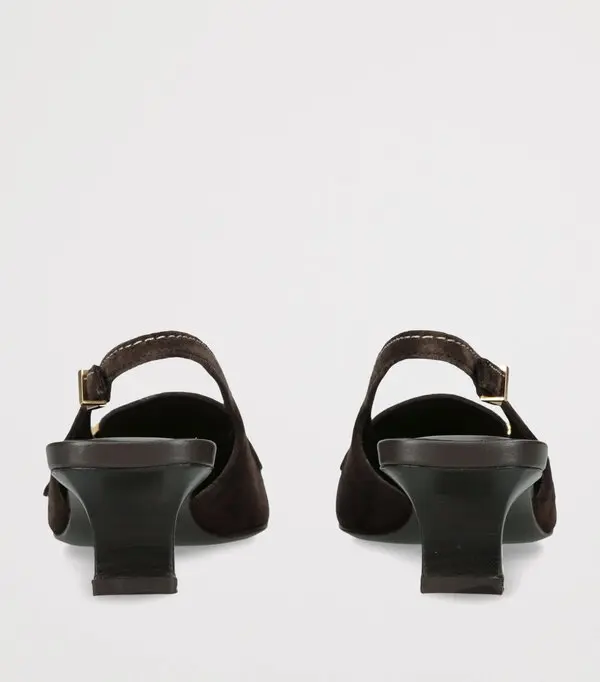 TOD'S Suede Penny Strap Slingback Pumps