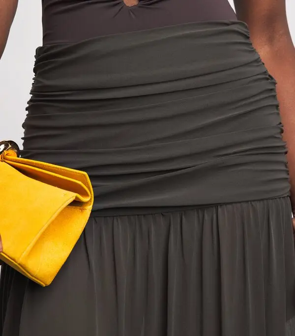MORE NOIR Crepe Nova Maxi Skirt - Brown
