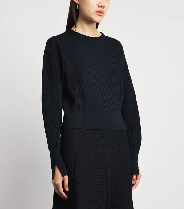 Molli Virgin Wool Blend Wicker-stitch Crew Neck Sweater