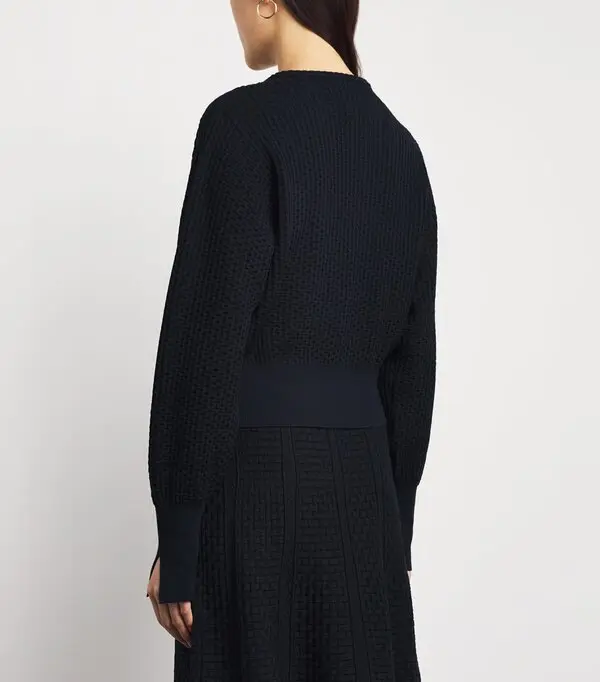 Molli Virgin Wool Blend Wicker-stitch Crew Neck Sweater