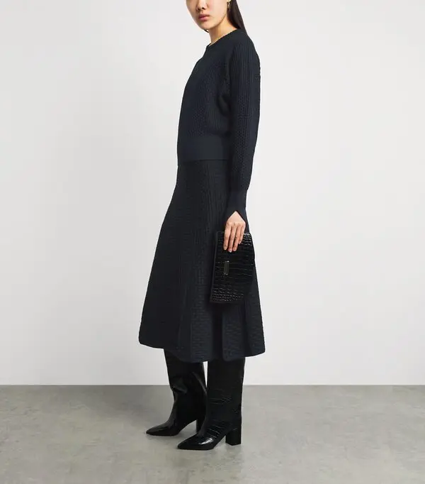 Molli Virgin Wool-blend Basket-weave Midi Skirt