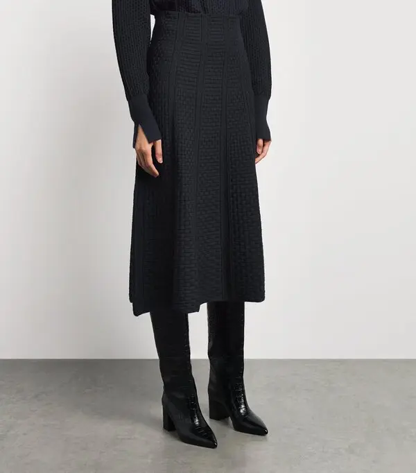 Molli Virgin Wool-blend Basket-weave Midi Skirt