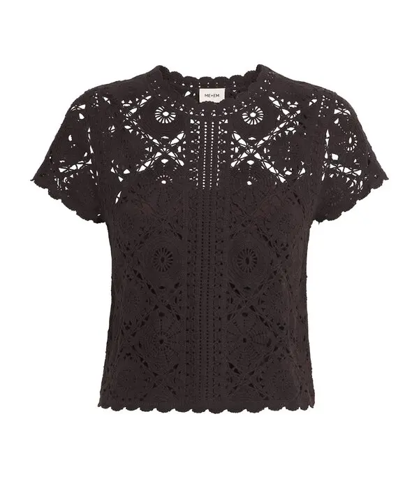 ME+EM Framed Crochet T-shirt - Brown