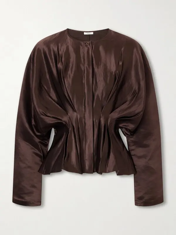 JOSEPH Eris Gathered Linen And Silk-blend Blouse