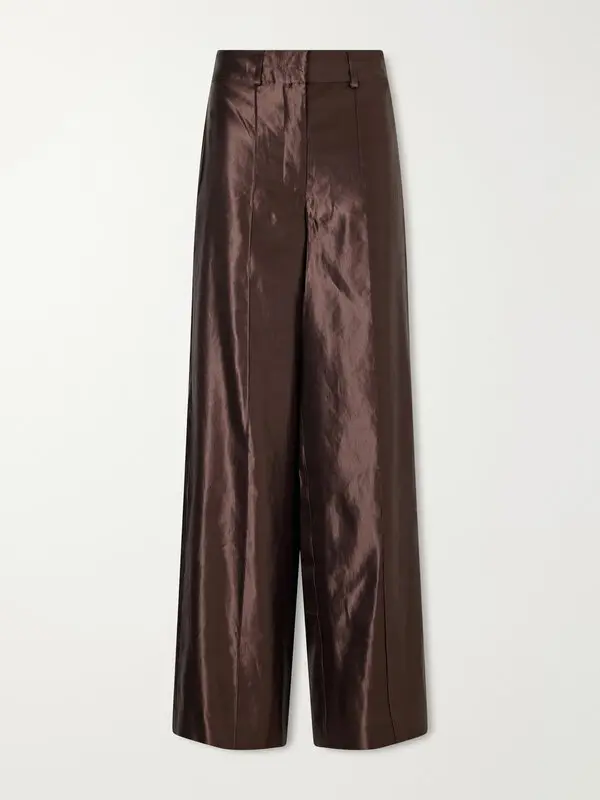 JOSEPH Jnane Linen And Silk-blend Wide-leg Pants - Brown