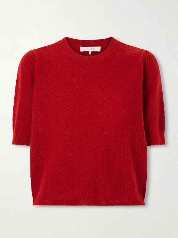 FRAME The Gathered Honeycomb Cashmere Sweater