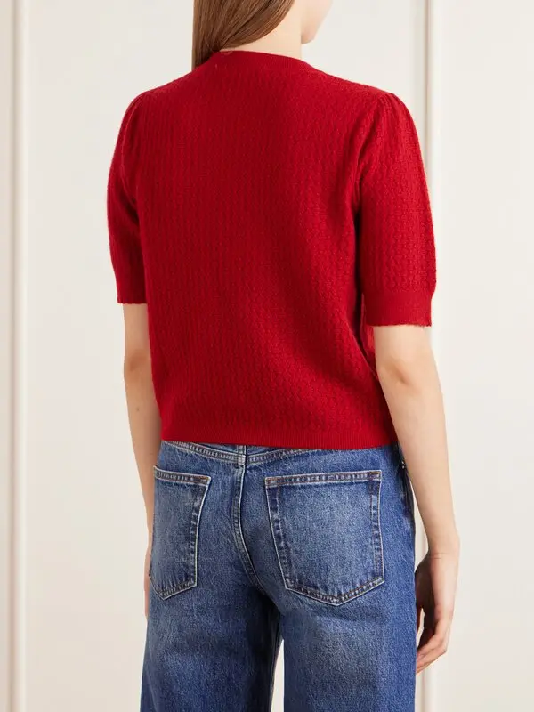 FRAME The Gathered Honeycomb Cashmere Sweater