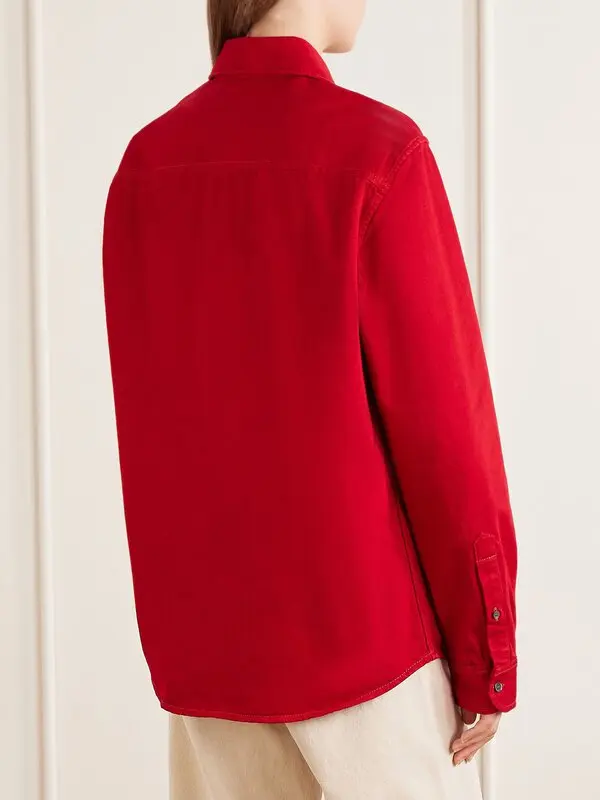 AMI Paris Cotton Twill Embroidered Logo Shirt
