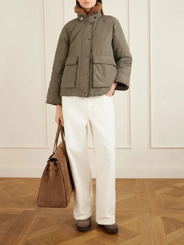 Brunello Cucinelli Shearling-trimmed Padded Cotton-blend Down Jacket