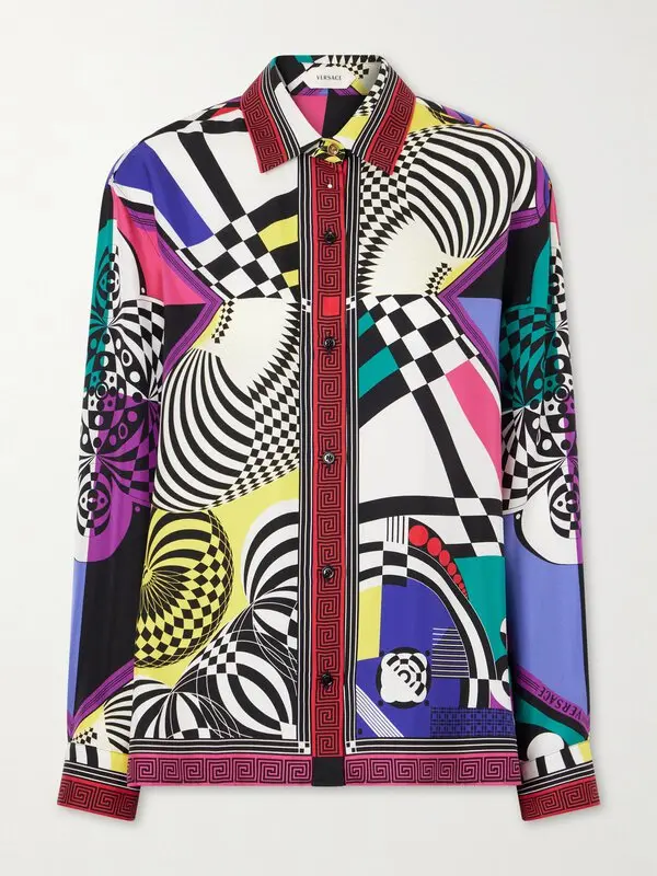 Versace Printed Silk-satin Shirt