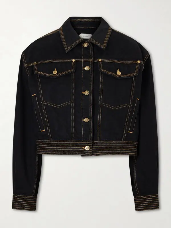 Versace Denim Jacket With Contrast Stitching