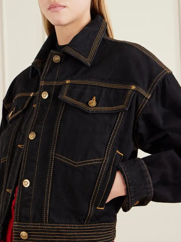 Versace Denim Jacket With Contrast Stitching