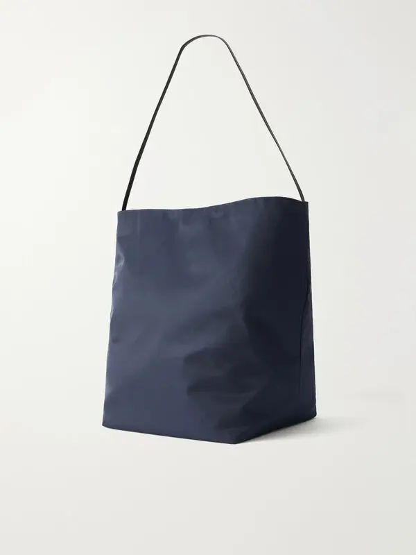 VALESQUE Bucket Leather-trimmed Satin-shell Tote