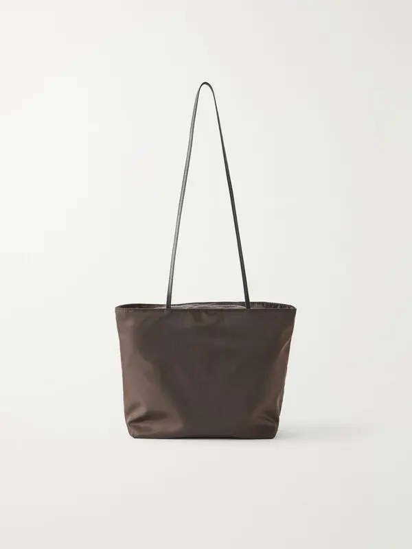 VALESQUE Spaghetti Leather-trimmed Satin Shoulder Bag