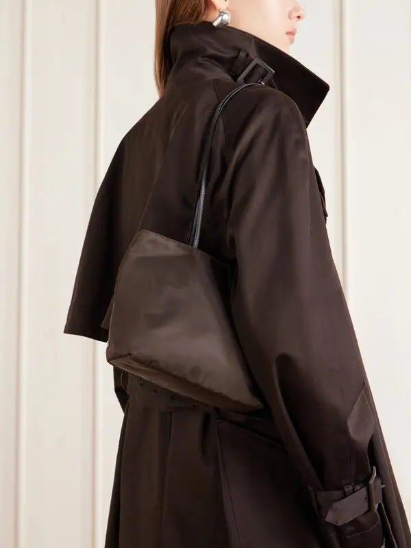 VALESQUE Spaghetti Leather-trimmed Satin Shoulder Bag