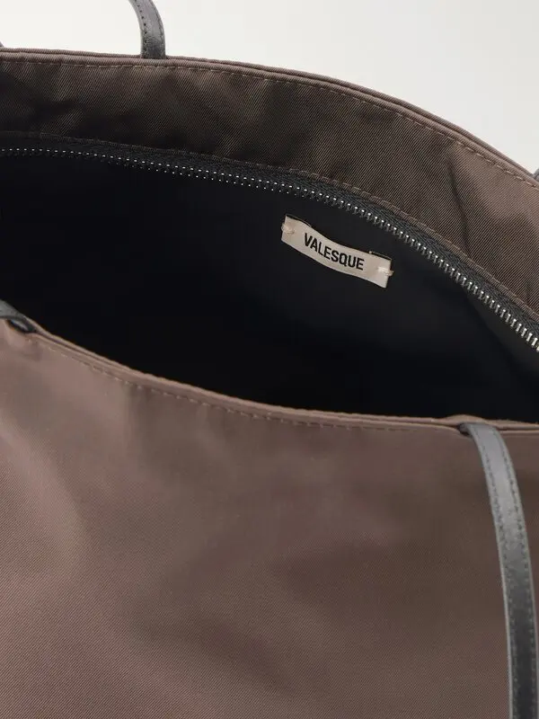 VALESQUE Spaghetti Leather-trimmed Satin Shoulder Bag