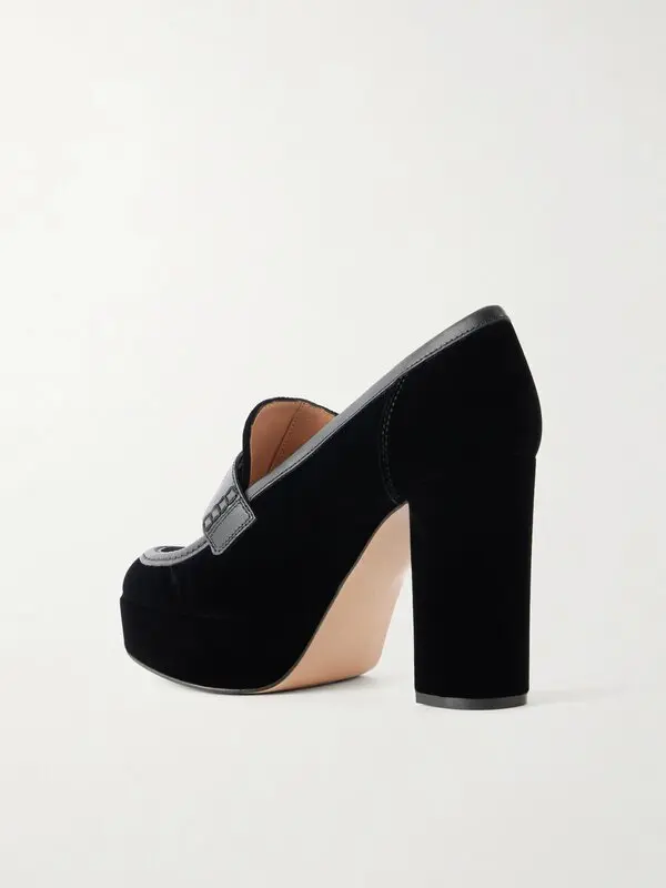 GIANVITO ROSSI Hadden Block Heel Platform Loafer Pumps - Black