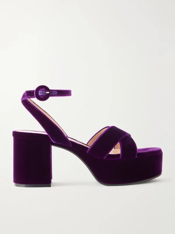 GIANVITO ROSSI 35 Leather-trimmed Velvet Sandals - Purple
