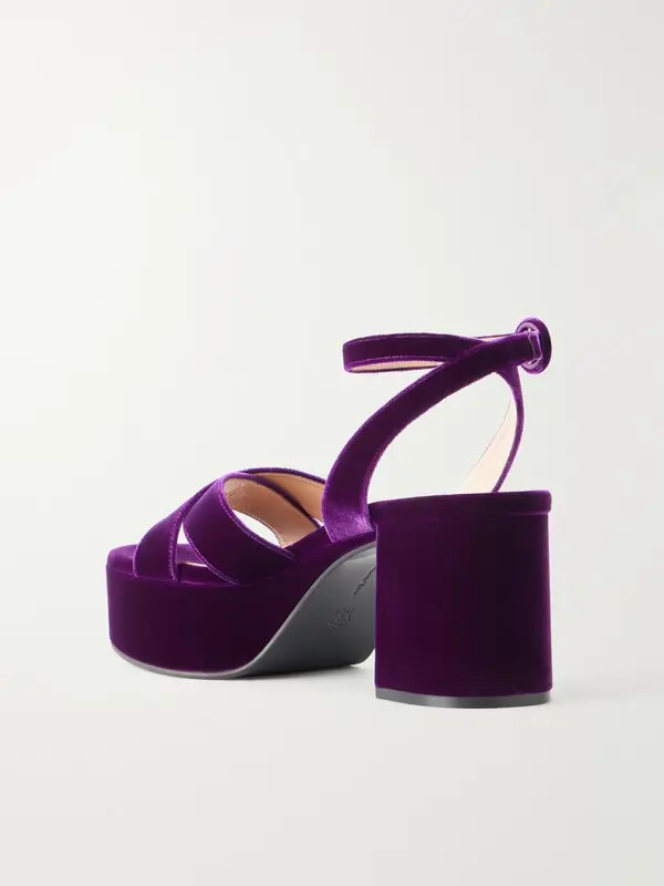 GIANVITO ROSSI 35 Leather-trimmed Velvet Sandals
