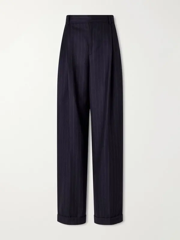 Polo Ralph Lauren Pinstriped Fresco-wool Straight-leg Pants - Blue