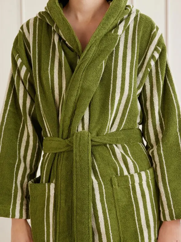 AUTUMN SONATA Charlotte Striped Cotton-terry Robe
