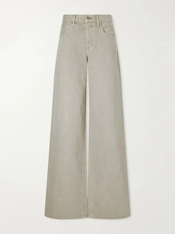 SLVRLAKE Mica Low-rise Wide-leg Jeans In Washed Grey - Green