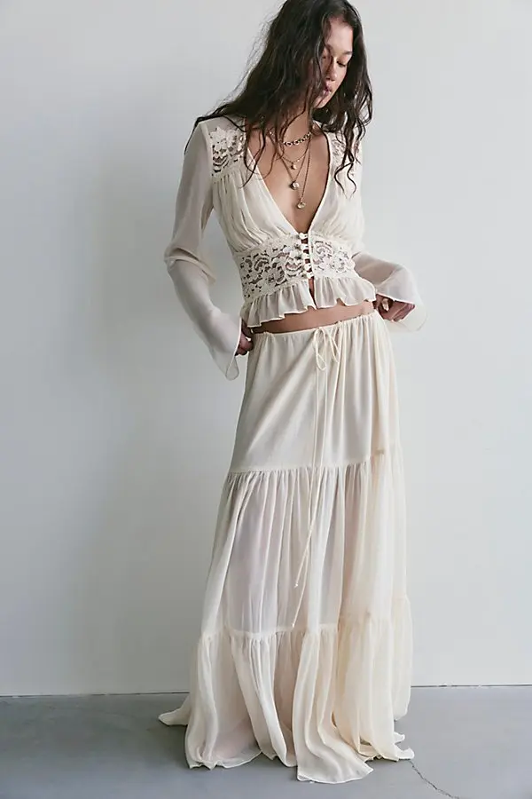 Arcina Ori Alessandra Maxi Skirt Set At - Beige