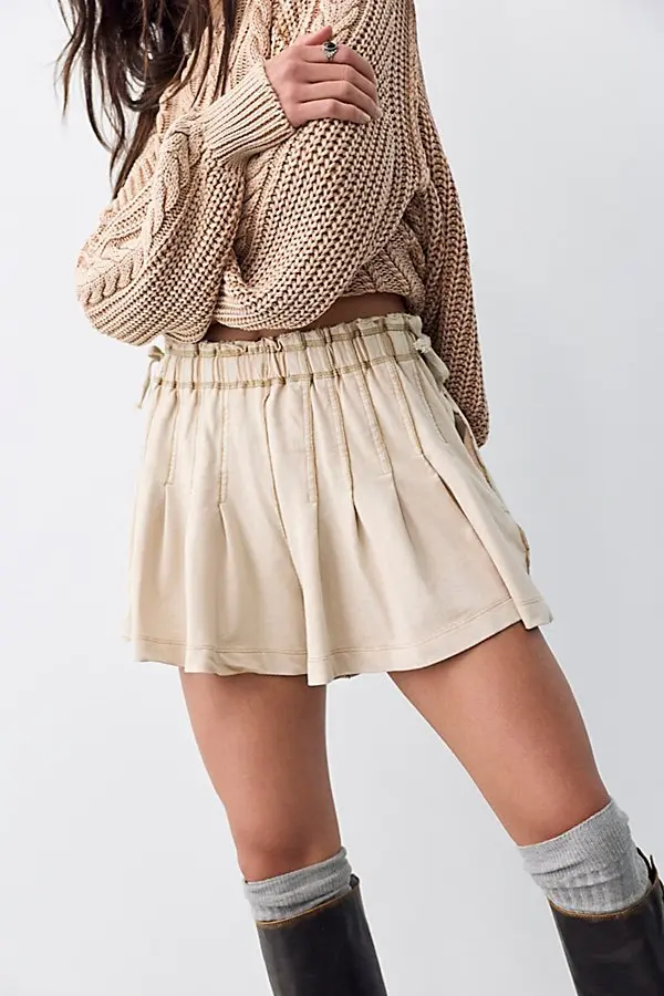 Free People Croquet Knit Shorties At - Tea Combo