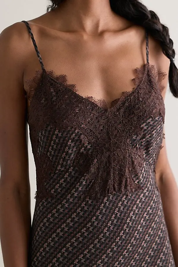 INTIMATELY Check Me Out Column Slip Dress At - Shadow Combo
