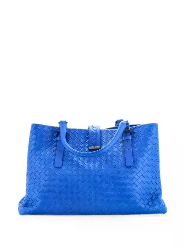 Bottega Veneta Roma Bag Intrecciato Nappa Medium Tote Bag - Blue