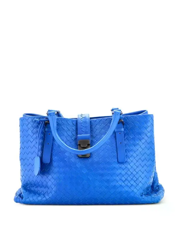 Bottega Veneta Roma Bag Intrecciato Nappa Medium Tote Bag - Blue