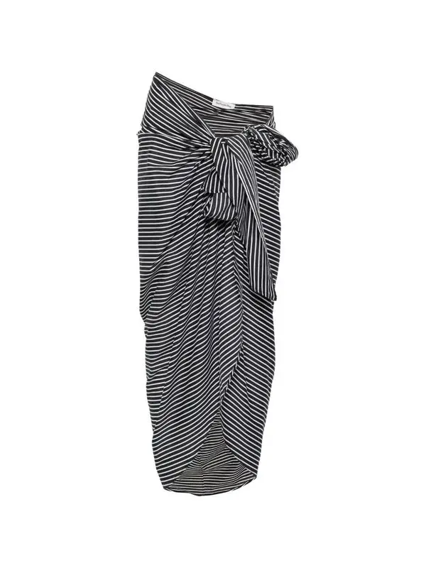 THE FRANKIE SHOP Striped Wrap-style Maxi Skirt - Black