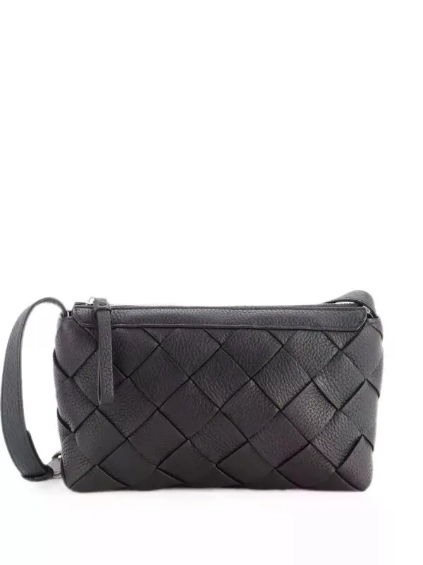 Bottega Veneta Diago Zipped Messenger Bag Maxi Intrecciato Leather Crossbody Bag - Black
